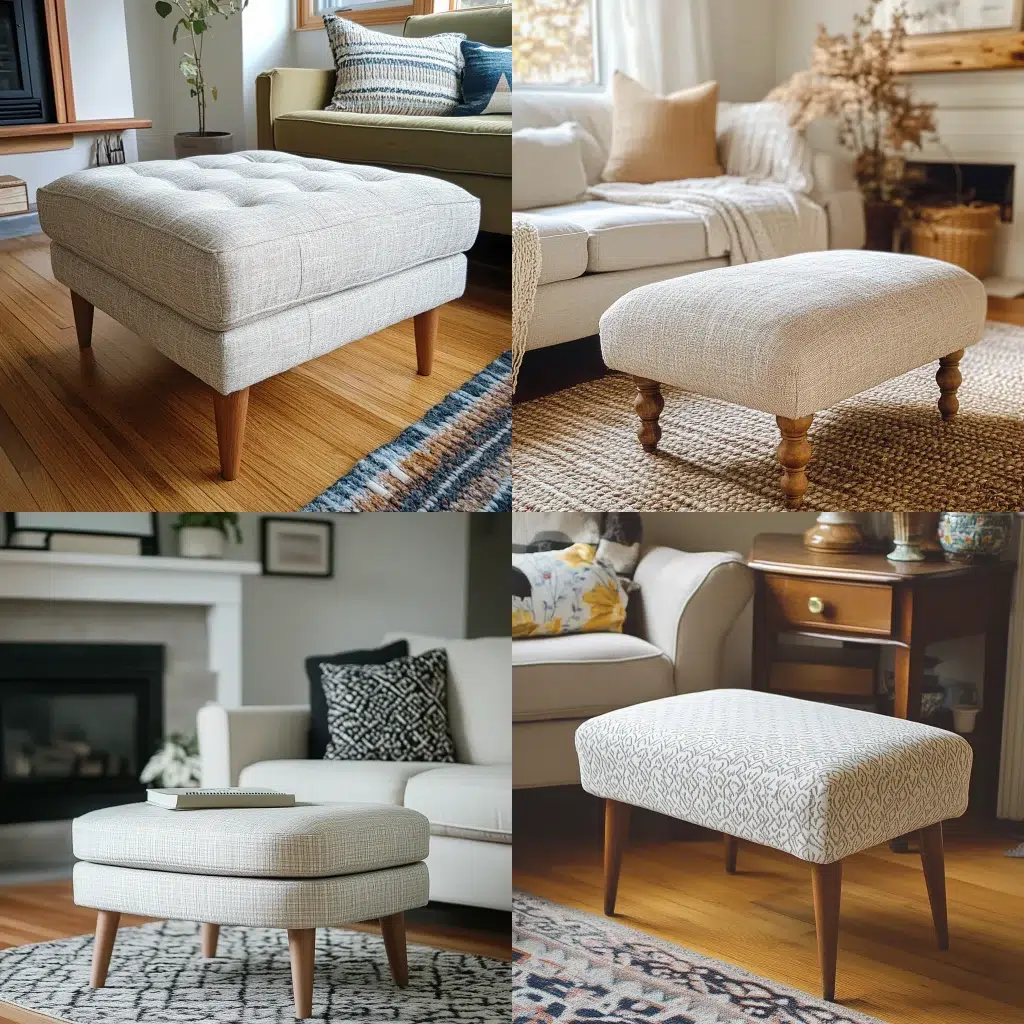 DIY Upholstered Ottoman from Recycled Materials - Recipes Time
