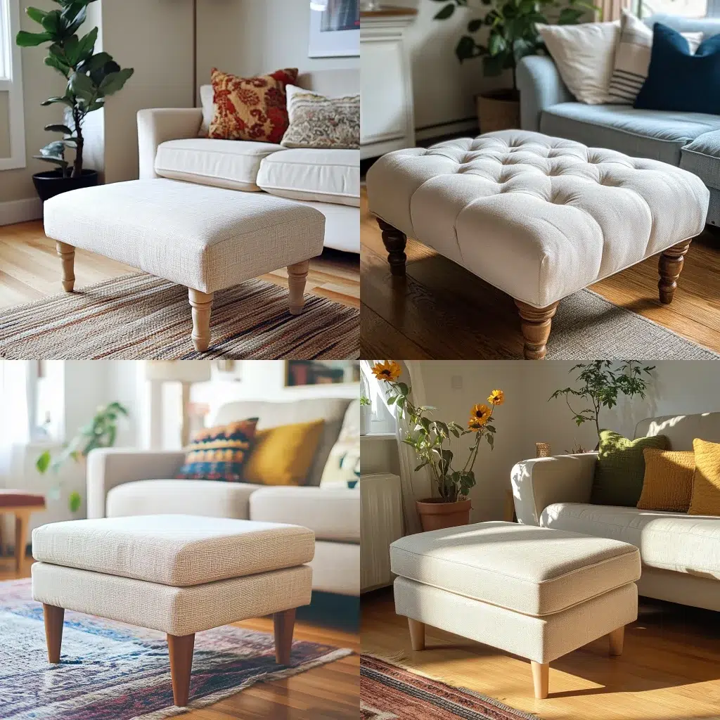 DIY Upholstered Ottoman from Recycled Materials - Recipes Time