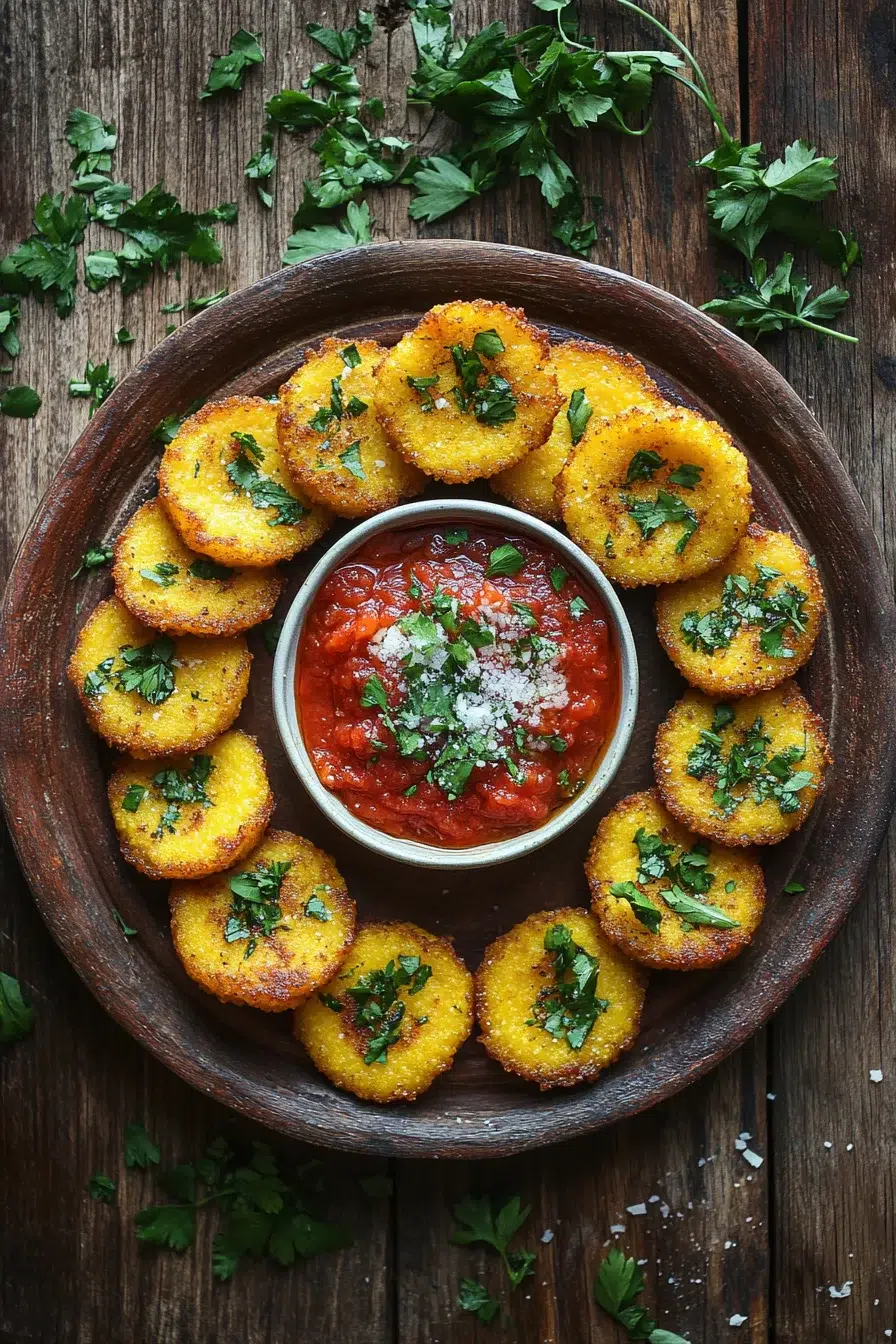 Crispy Polenta Bites with Marinara Sauce - Recipes Time