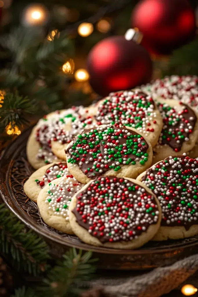 Chocolate Dipped Sugar Cookies with Sprinkles for the Holidays ...