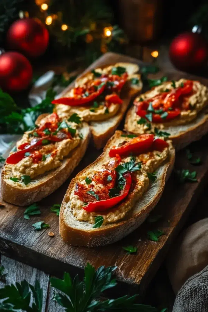Roasted Red Pepper and Hummus Crostini: Colorful and Delicious ...