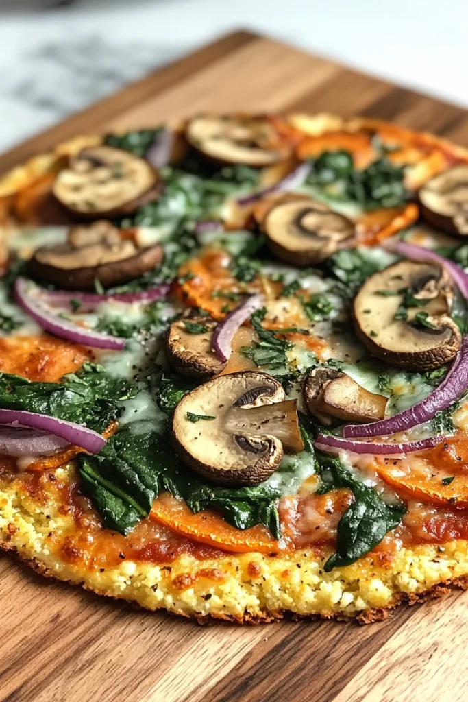 Keto Cauliflower Pizza Crust with Veggie Toppings - Recipes Time