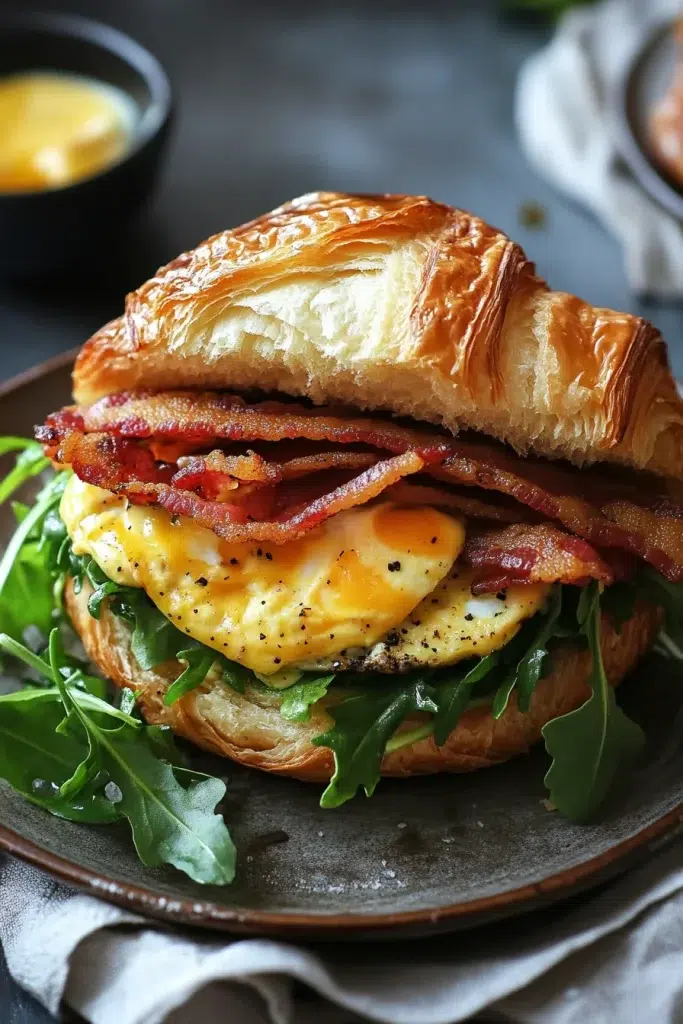 Savory Croissant Breakfast Sandwiches with Truffle Aioli - Recipes Time