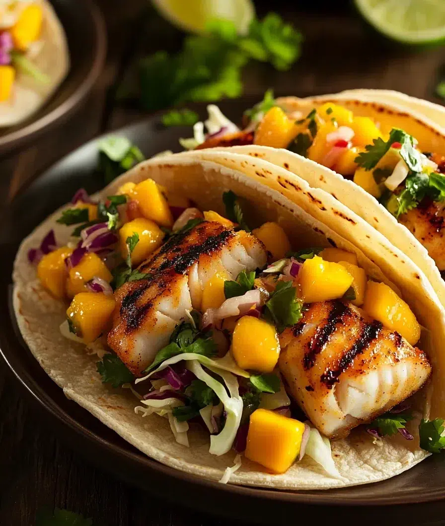 Grilled Fish Tacos with Mango Salsa - Recipes Time