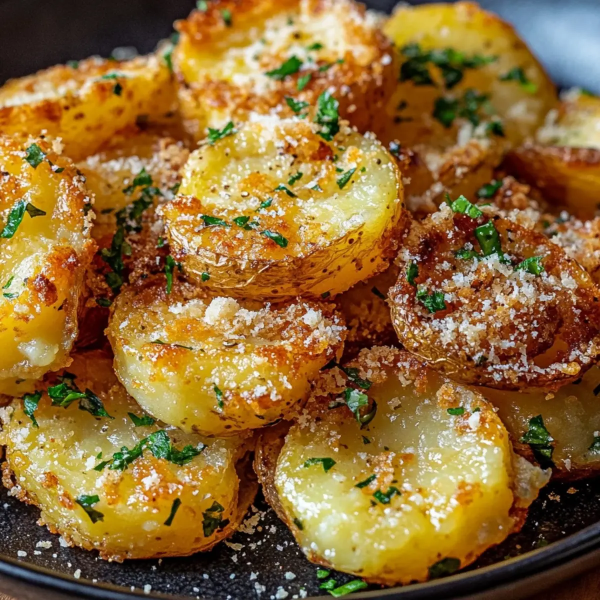 Irresistible Crispy Garlic Butter Parm Smashed Potatoes - Recipes Time