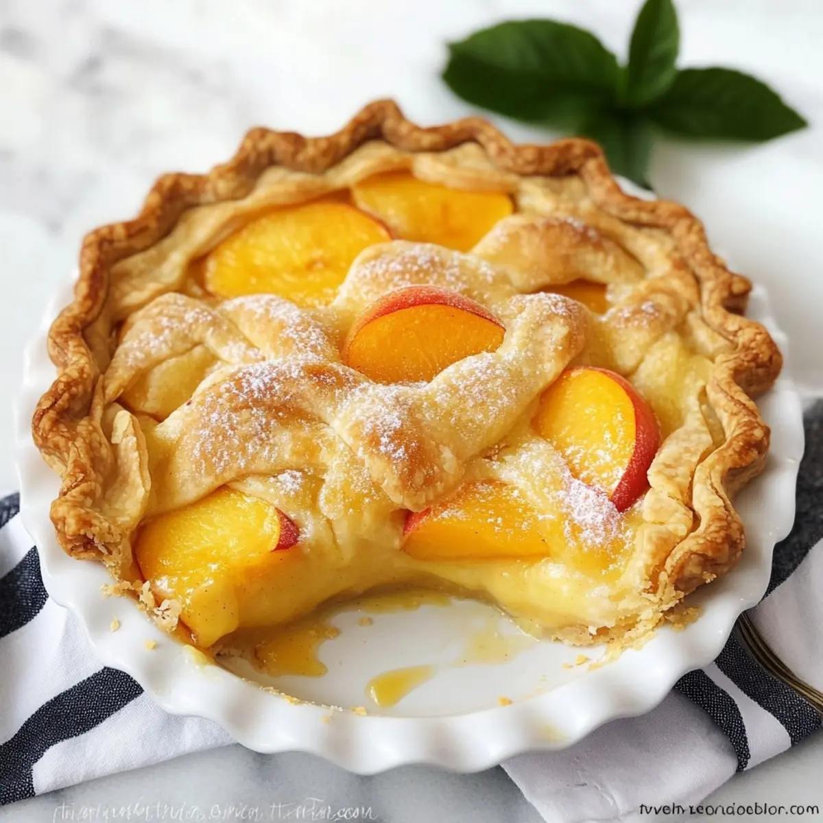 Easy Creamy Peach Custard Pie (Just 5 Ingredients!) - Recipes Time