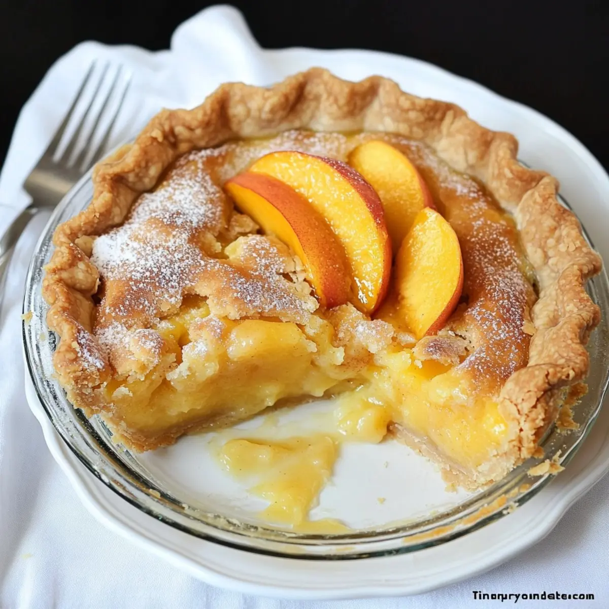 Easy Creamy Peach Custard Pie (Just 5 Ingredients!) - Recipes Time