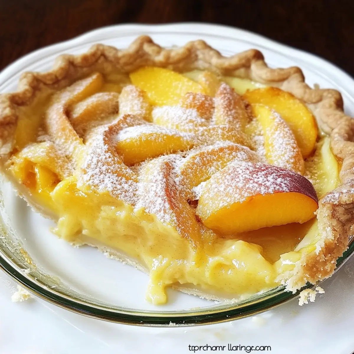 Easy Creamy Peach Custard Pie (Just 5 Ingredients!) - Recipes Time
